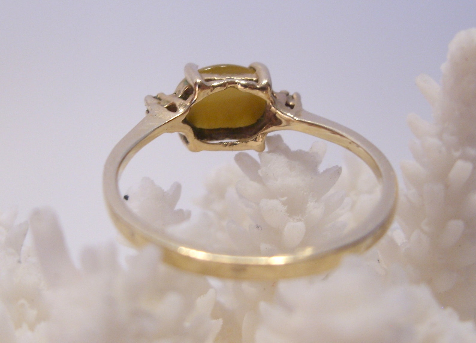 Cats Eye and Diamond 14 K Gold Ring FREE SHIPPING USA Cats Eye - Etsy