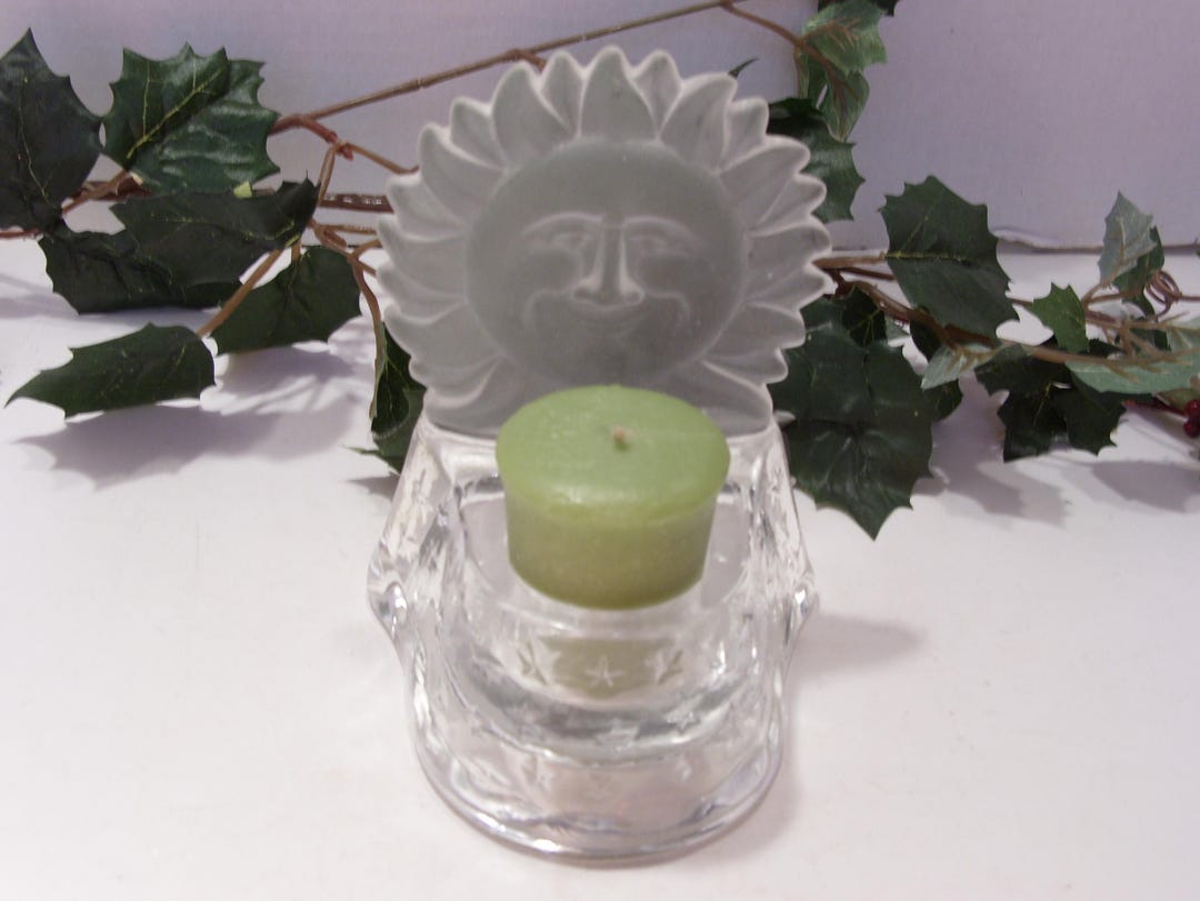 Vintage Frosted Glass Sun Votive Candle Holder With Stars - Etsy
