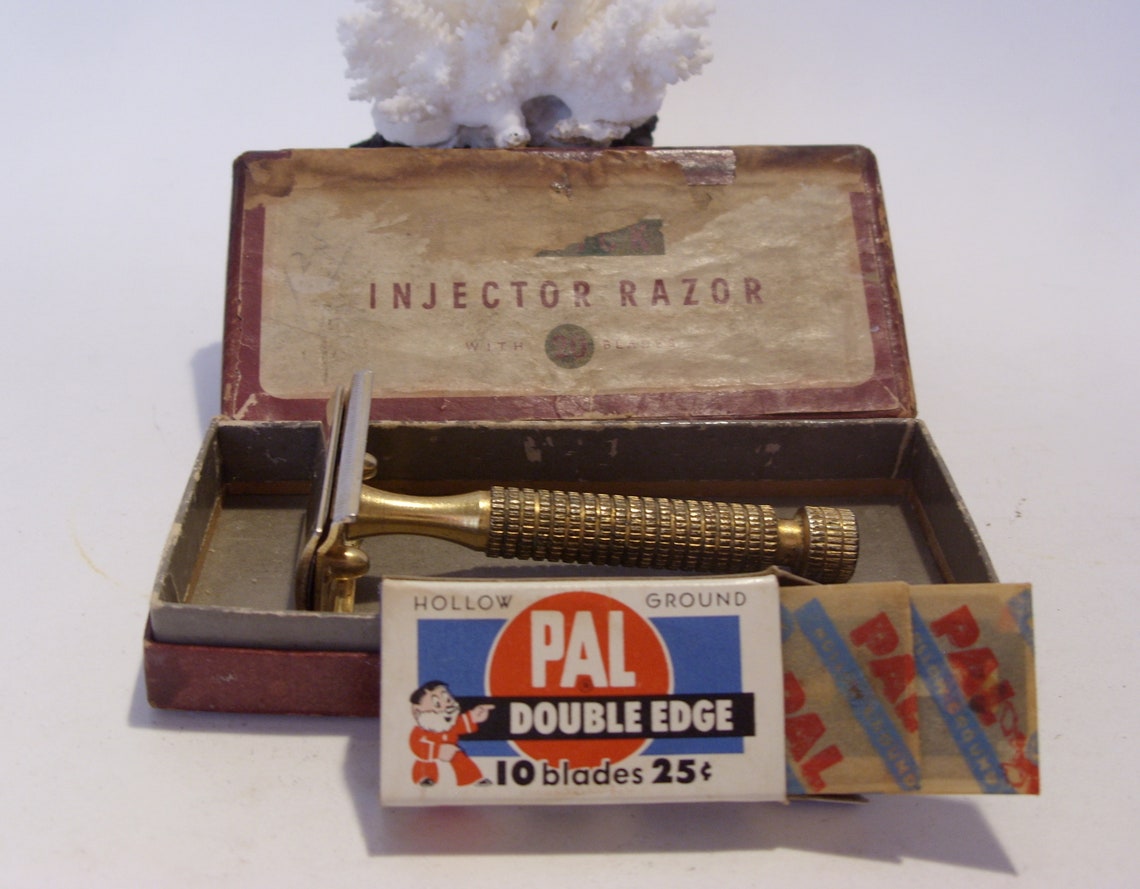 Eversharp Schick Injector Razor Vintage Box Gold Metal PAL - Etsy