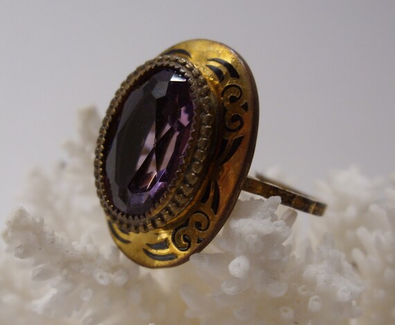 Antique Victorian Hand Tooled Black Enamel Gold Plate… - Gem