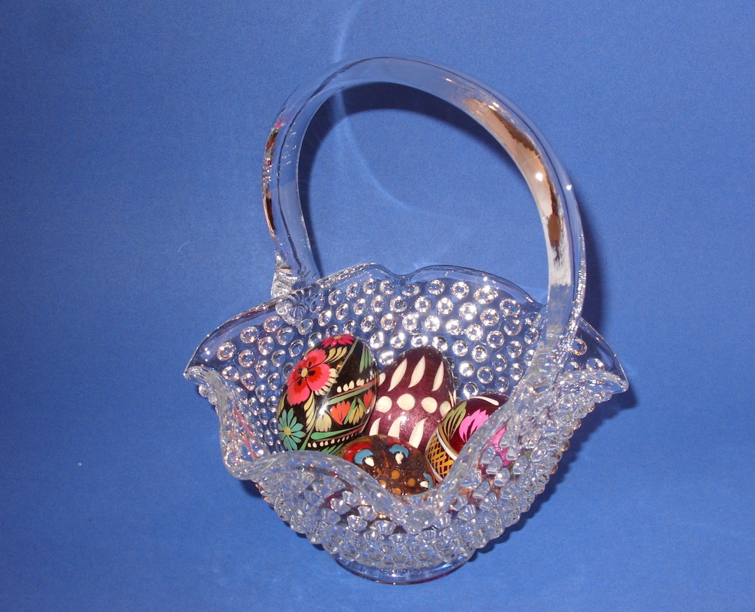 Vintage Clear Hobnail Glass Basket With Ruffled Edge - Etsy