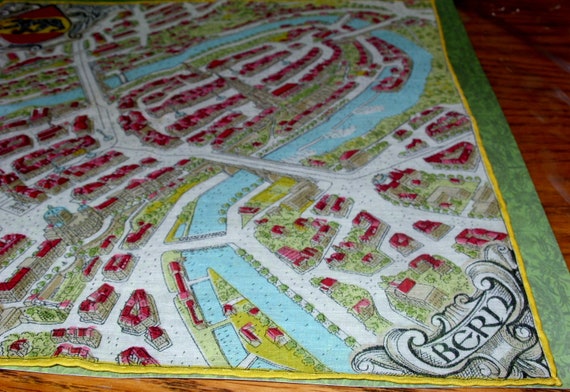 Bern 600 Year Anniversary Handkerchief Map of Bern, 1… - Gem