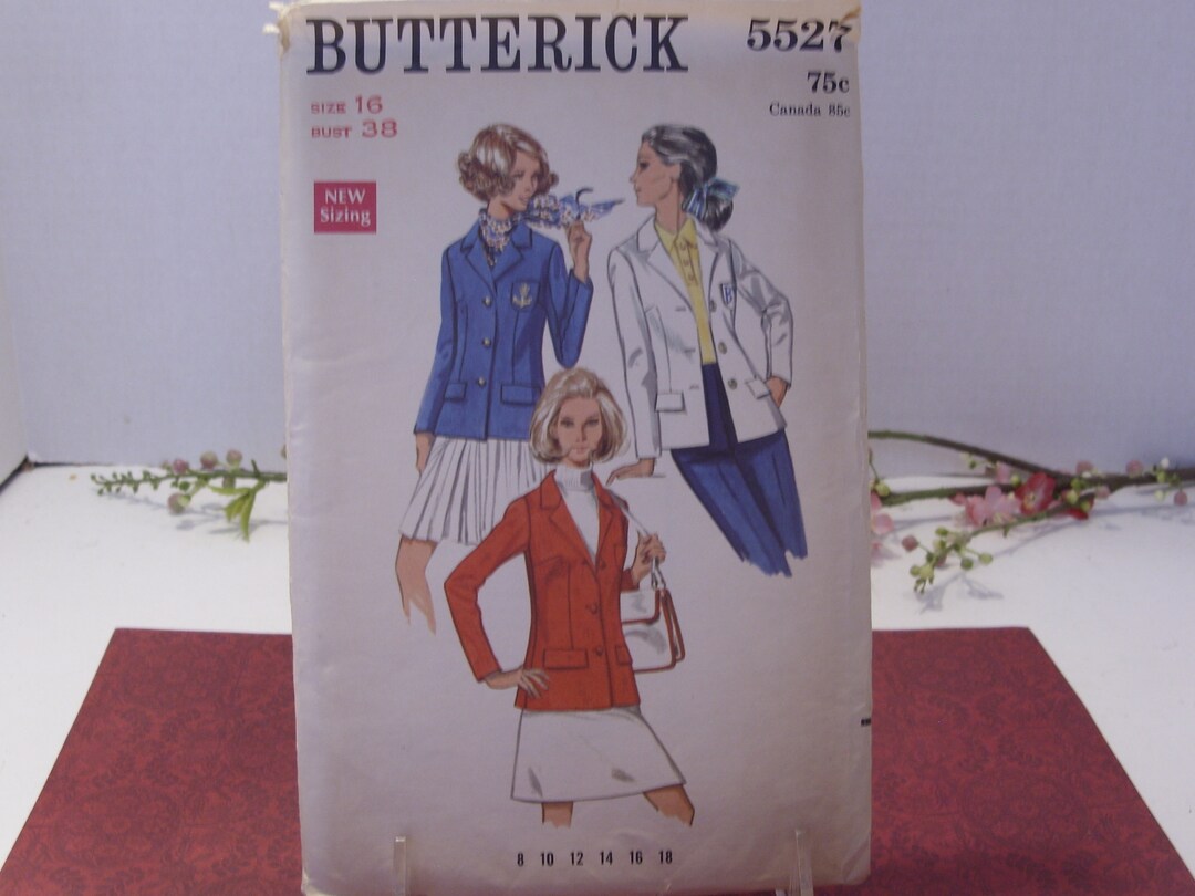 Butterick Pattern 5527 Size 16 Bust 38 UNCUT Misses Jacket Pattern ...