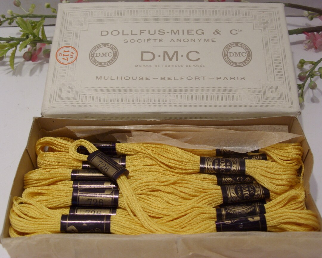 DMC 17 1/2 Skeins of Yellow #726 Embroidery Floss Dollfus Mieg and Co ...