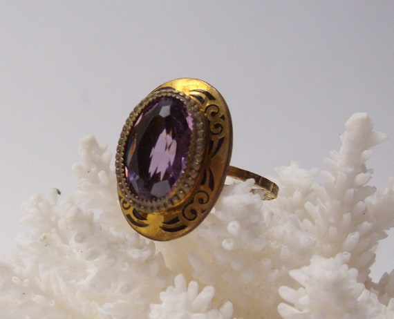 Antique Victorian Hand Tooled Black Enamel Gold Plate… - Gem