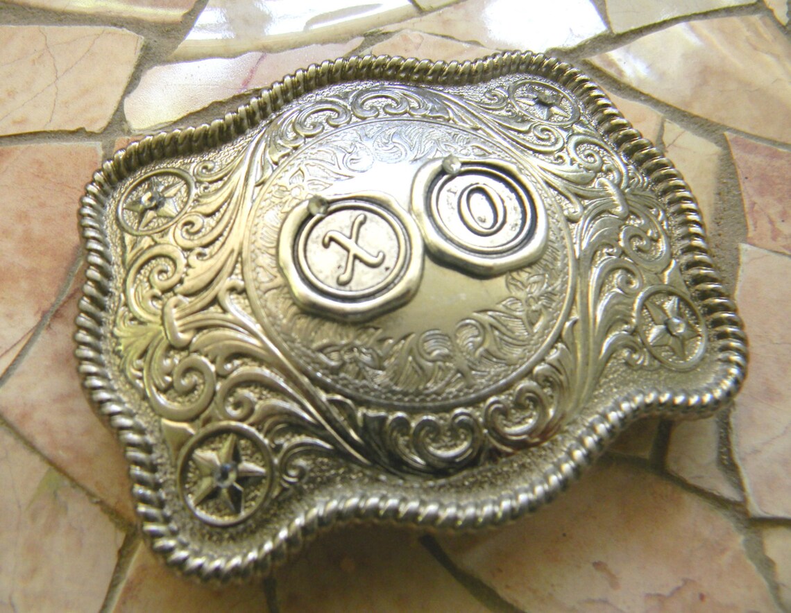 Monogram 2 Initial Personalized Silver Belt Buckle Western | Etsy