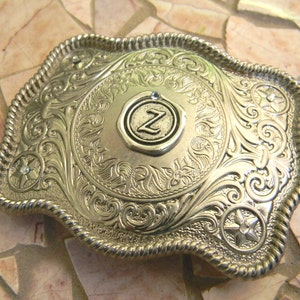 Monogram Personalized Letter Z Silver Belt Buckle,western Belt Buckle ...