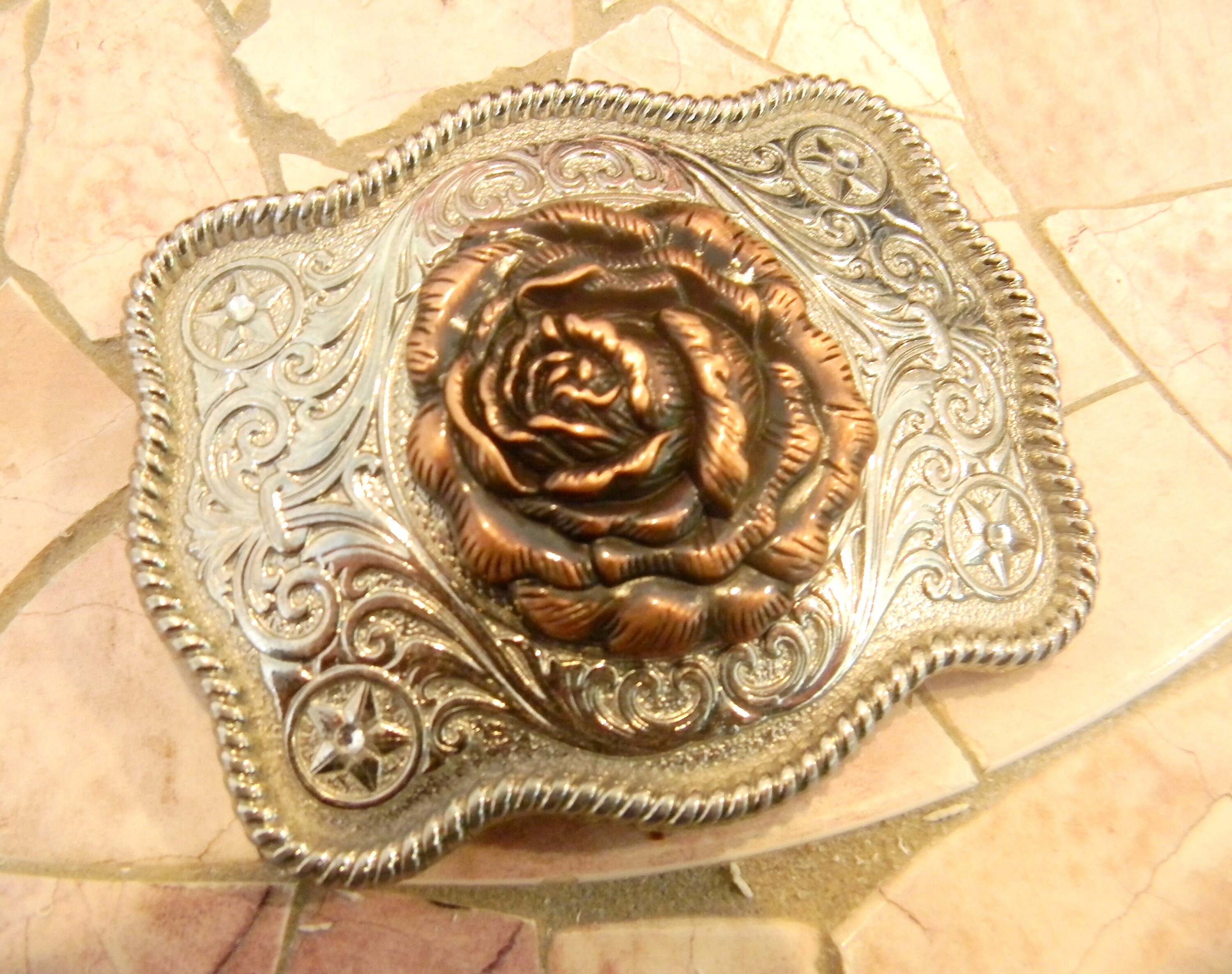 Copper Rose Western Belt Buckle Flower Petal Nature Gift | Etsy