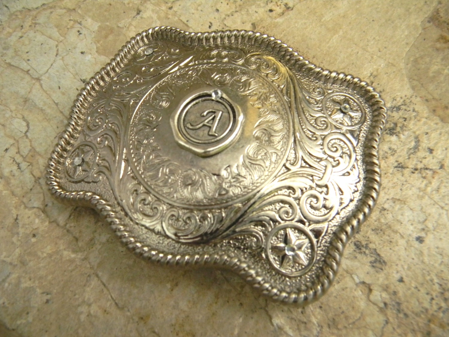 Monogram Letter A, Silver Belt Buckle, Western Groomsmen Gift ...