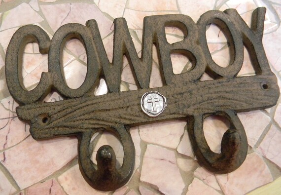 Cowboy Cross Cast Iron Wall Hook Western Boys Room Decor | Etsy