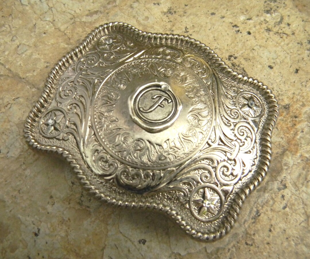 Monogram Letter F Personalized Silver Belt Buckle,western Belt Buckle ...