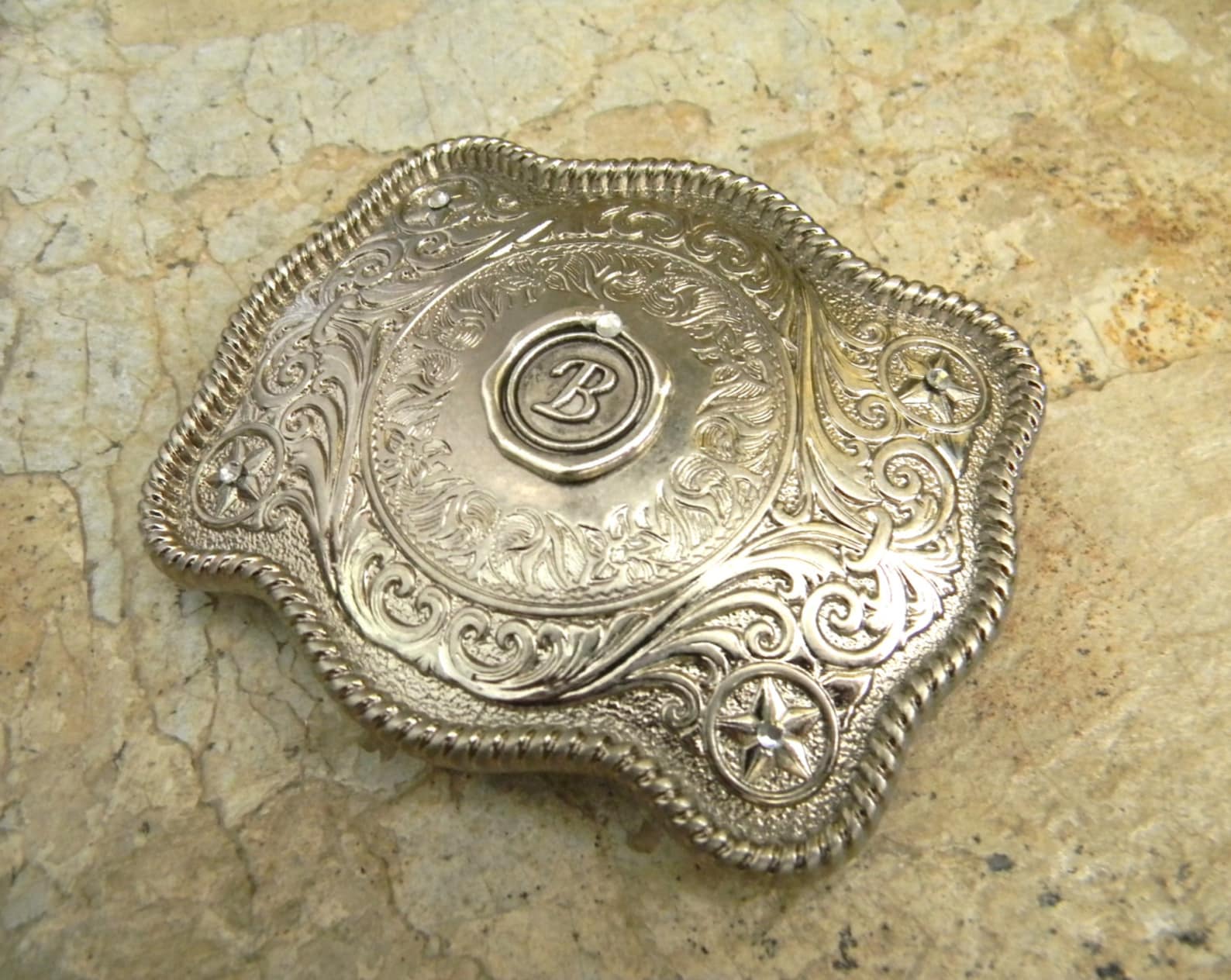 Monogram Letter B, Wax Seal Silver Belt Buckle, Western Belt Buckle ...