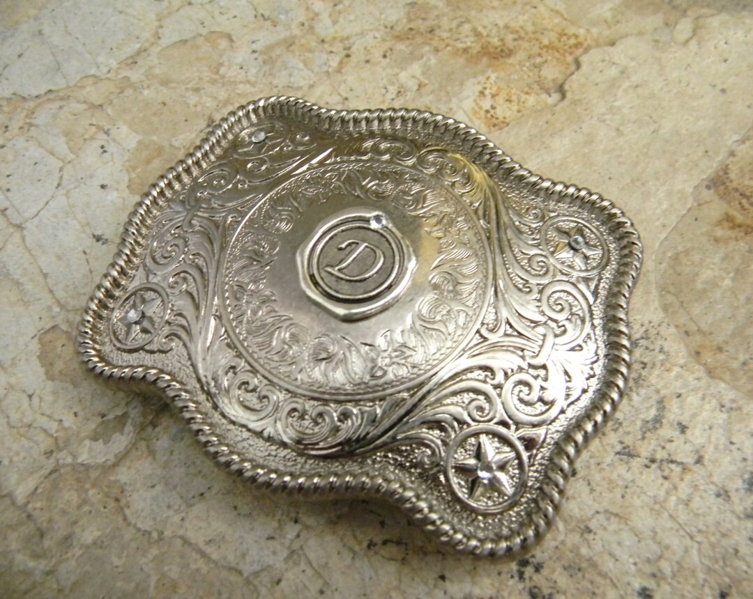 Silver Monogram Letter D Belt Buckle, Wedding Favor, Personalized ...