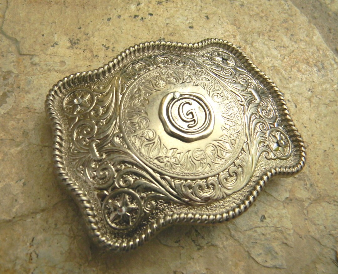 Monogram Letter G Belt Buckle, Western Belt Buckle, Groomsmen Gift ...