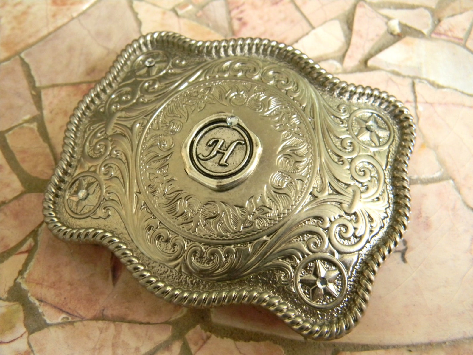Monogram Letter H Silver Belt Buckle Western Groomsmen Gift | Etsy