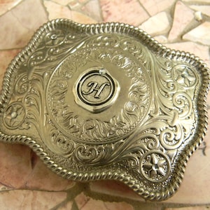 Monogram Letter H Silver Belt Buckle, Western Groomsmen Gift ...