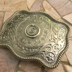 Monogram Letter S Personalized Silver Belt Buckle, Western Metal Belt ...
