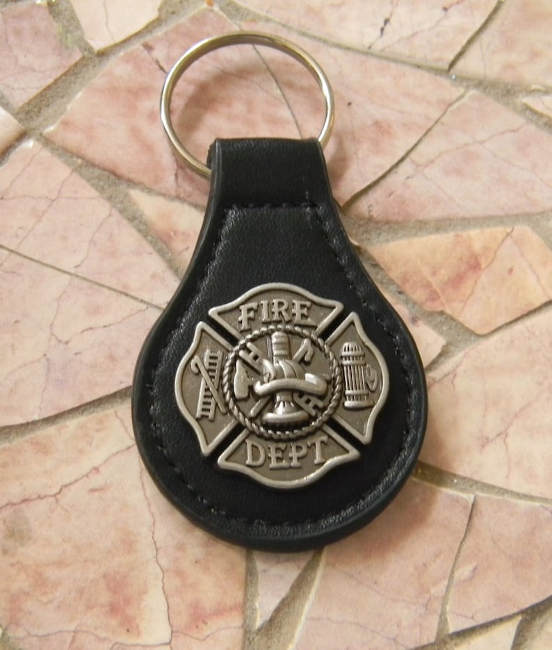Firefighter Keychain Fireman Black Leather Key Fob Key Ring - Etsy UK