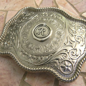 Monogram Belt Buckle, Letter R, Western Groomsmen Gift, Bridesmaid Gift ...