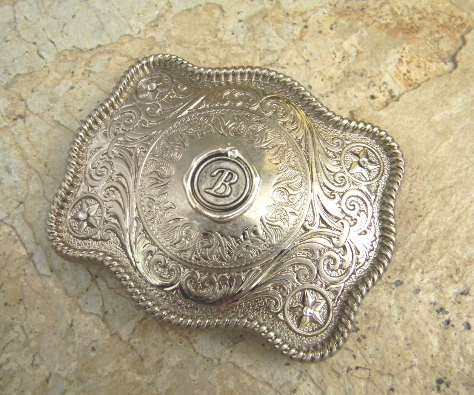 Monogram Letter B, Wax Seal Silver Belt Buckle, Western Belt Buckle ...