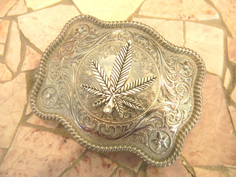 Cannabis Leaf Belt Buckle Pot Head Gift Silver Western - Etsy