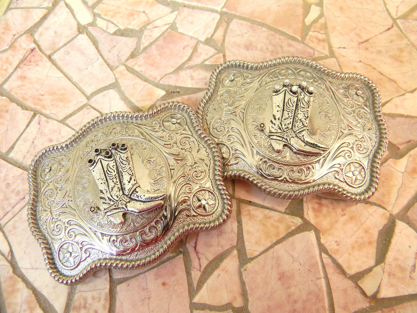 Cowboy Boots Belt Buckle Silver Country Western Rodeo Gift | Etsy