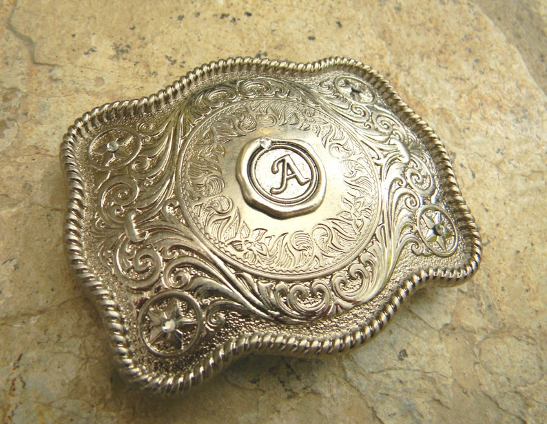 Monogram Letter A Silver Belt Buckle Western Groomsmen Gift - Etsy