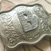 Monogram Letter B Personalized Silver Belt Buckle, Rhinestone Initial B ...