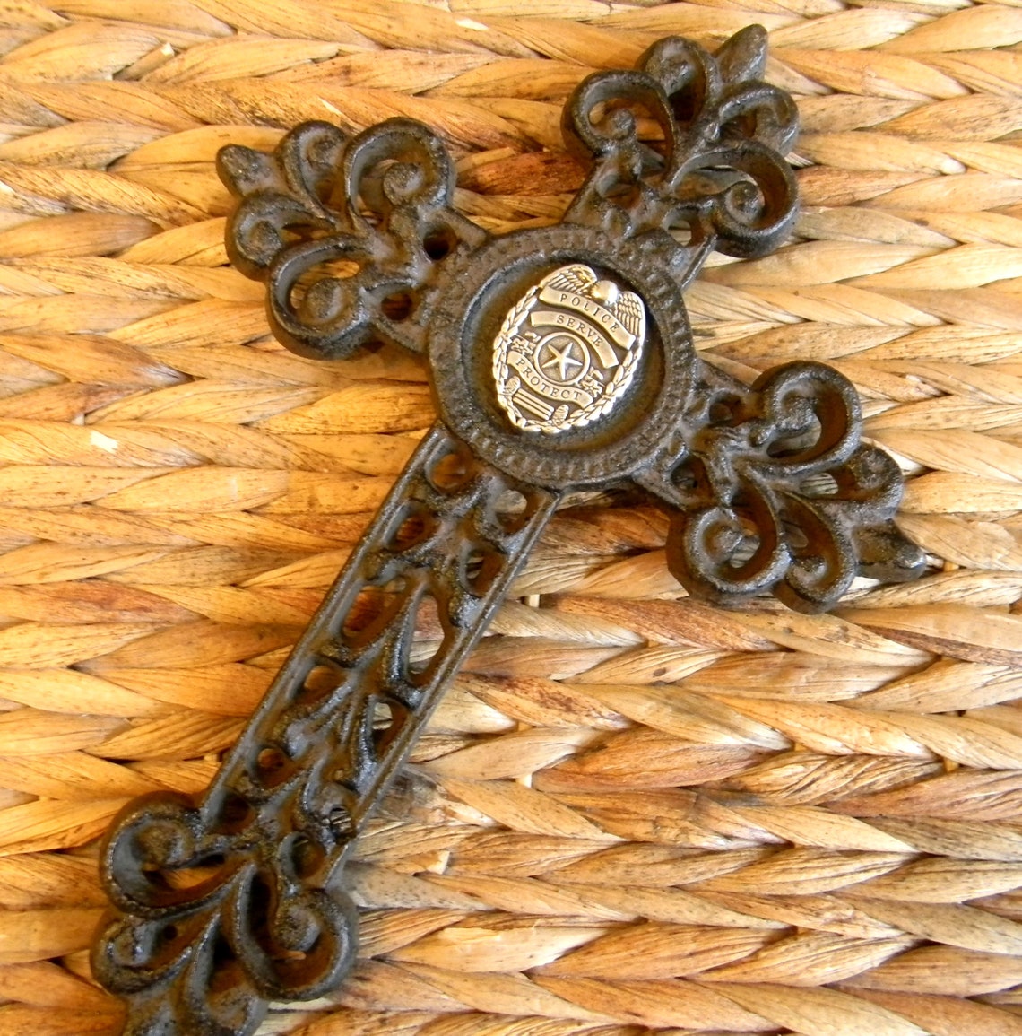 Cast Iron Cross Police Officer Gifts Christian Metal Wall | Etsy