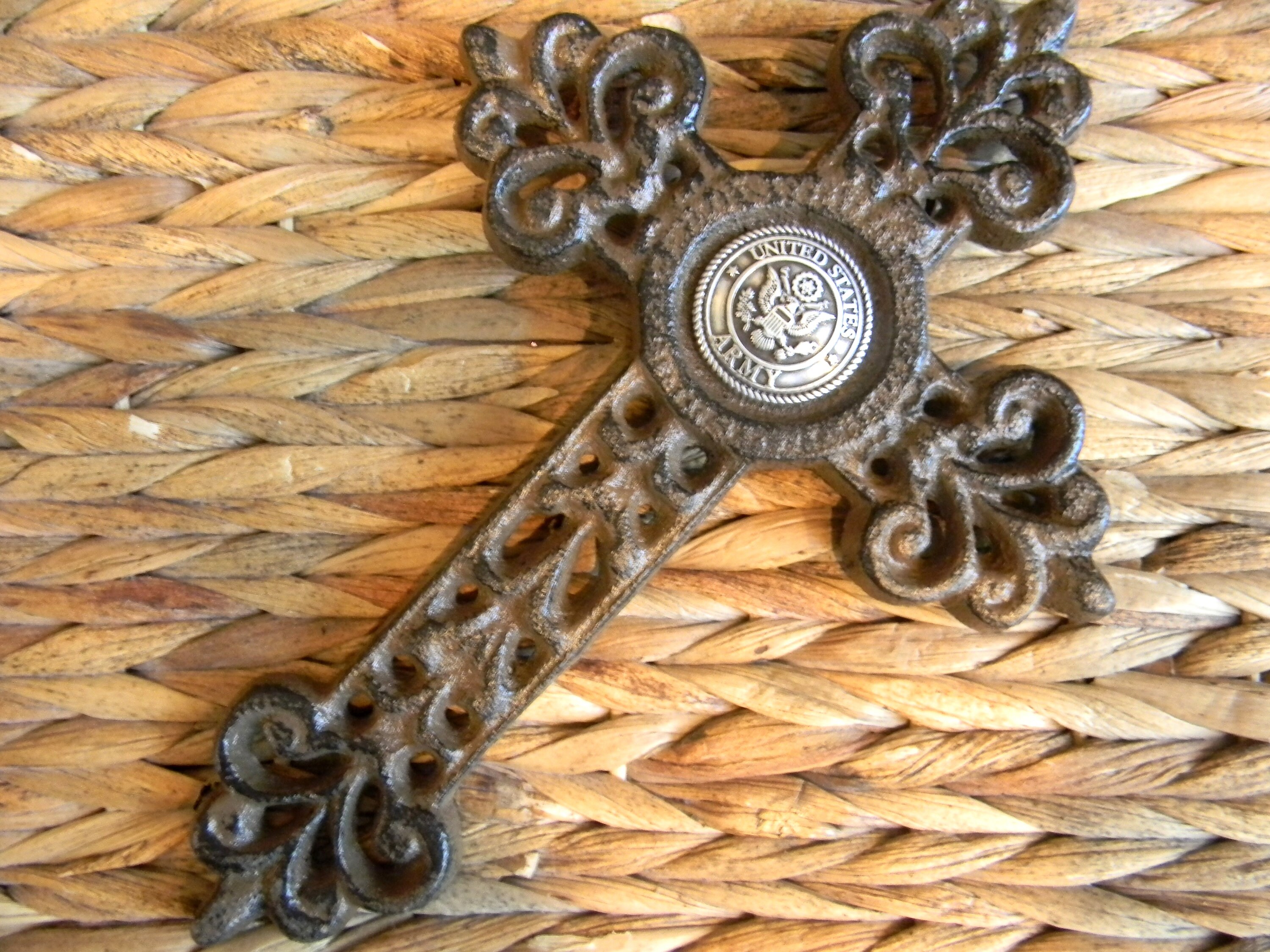 US Army Cross, Christian Metal Cross, Cast Iron Wall Art, Catholic ...