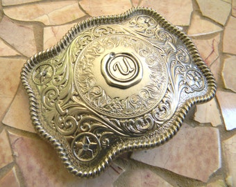 Monogram Letter M Belt Buckle Western Groomsmen Gift - Etsy
