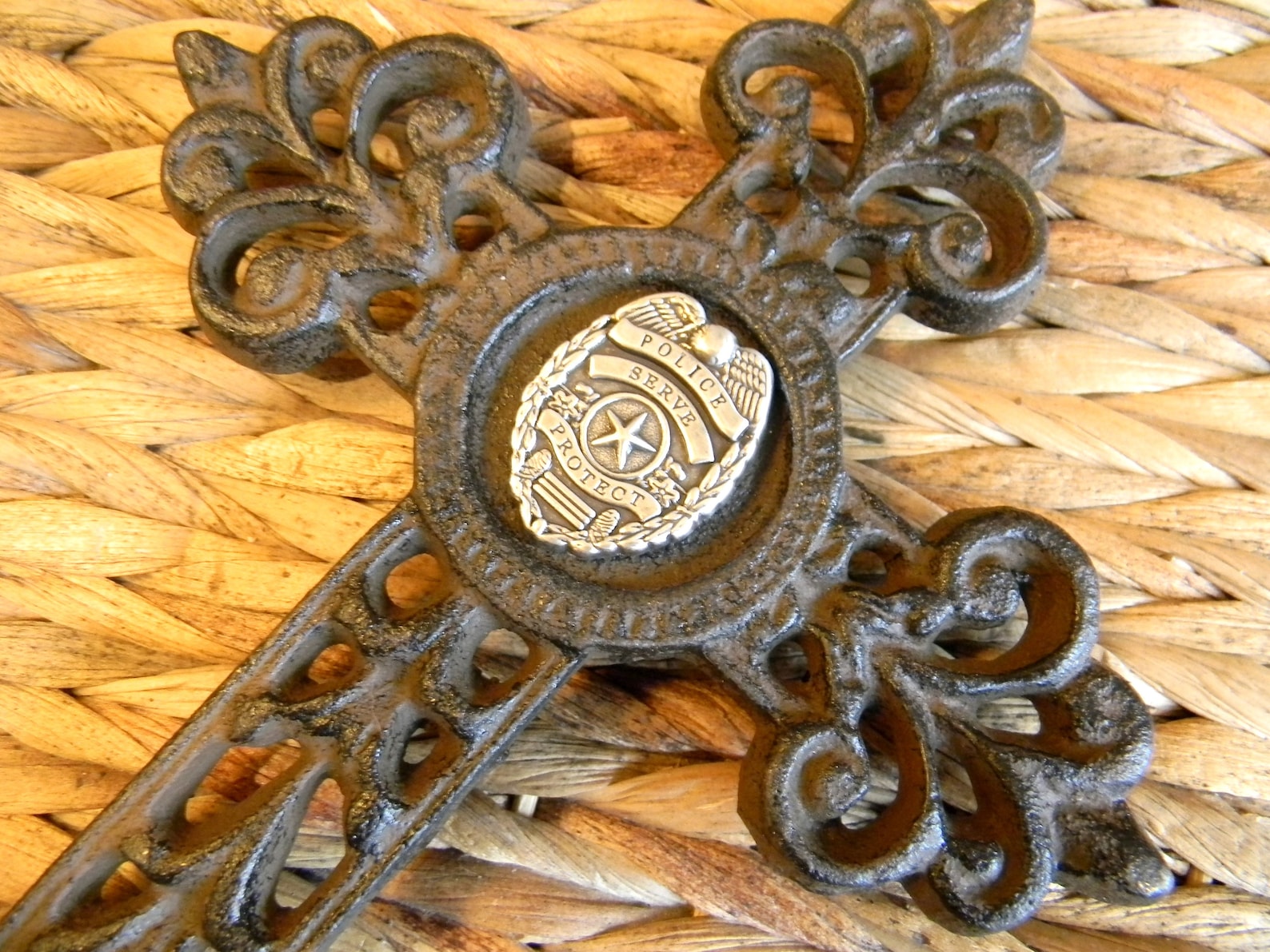 Cast Iron Cross Police Officer Gifts Christian Metal Wall | Etsy