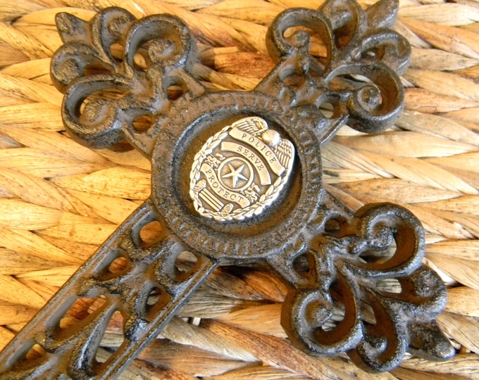 Cast Iron Cross Police Officer Gifts Christian Metal Wall - Etsy
