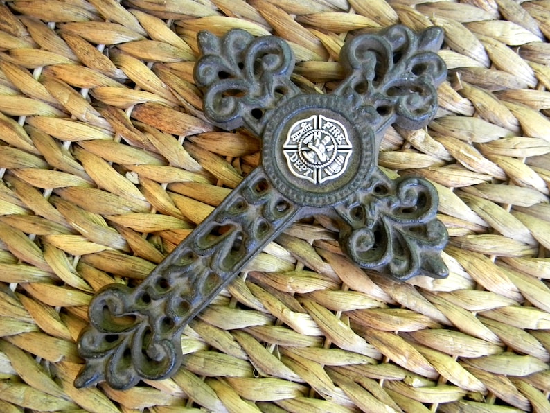 Firefighter Christian Metal Cross Wall Art, Cast Iron Catholic ...