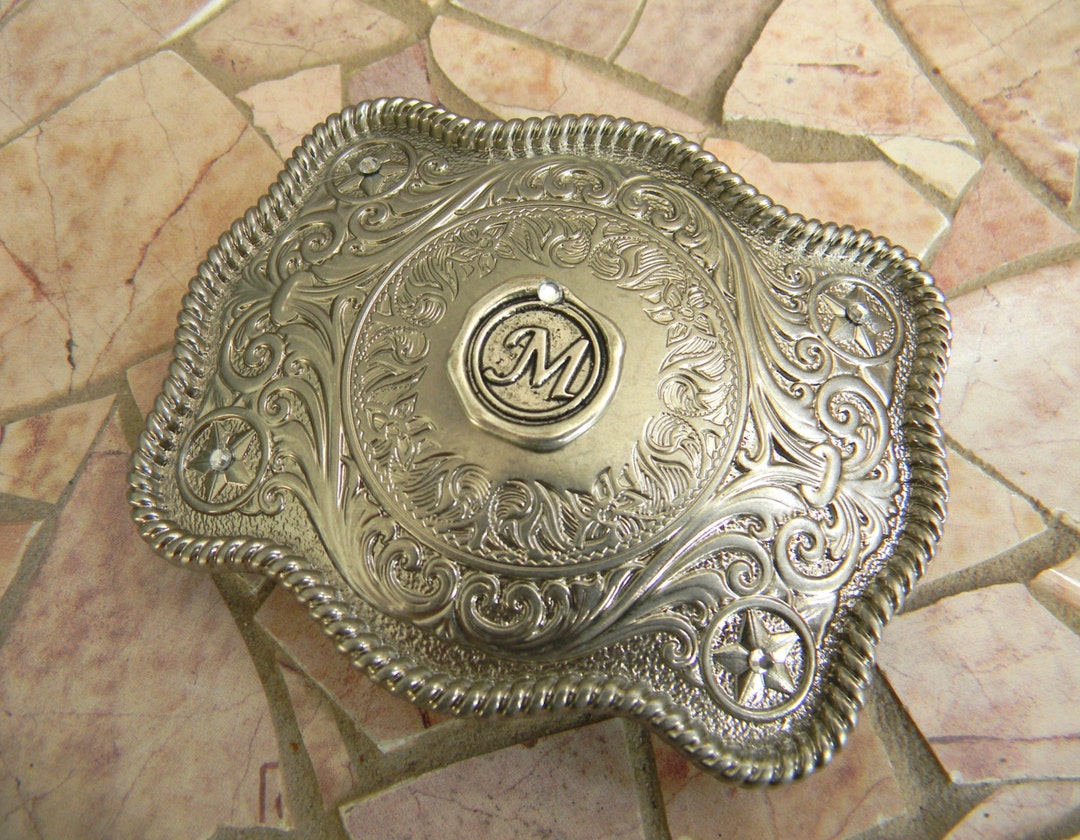Monogram Letter M Belt Buckle, Western Groomsmen Gift, Bridesmaid Gift ...