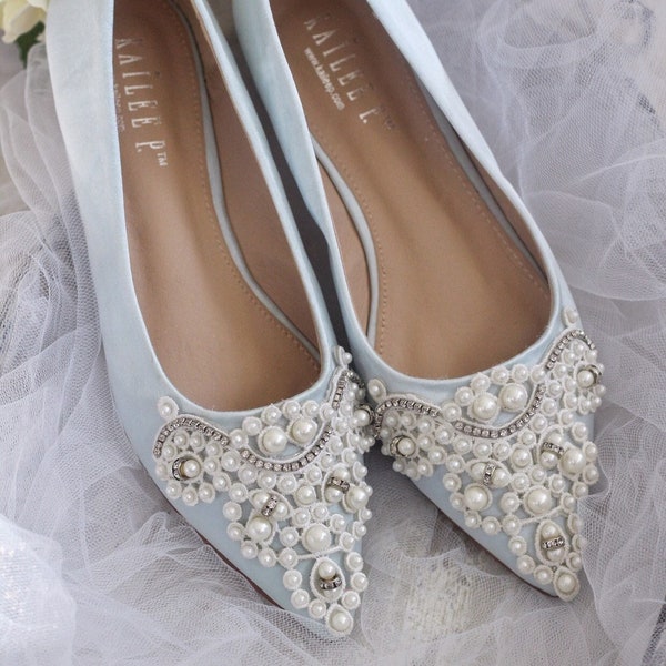Pearl Light Blue Wedding Shoes - Etsy