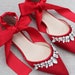 Red Satin Pointy Toe Flats with Sparkly TEARDROP RHINESTONES | Etsy