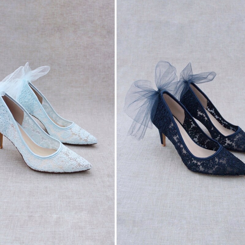 Navy Lace Wedding Heels - Etsy