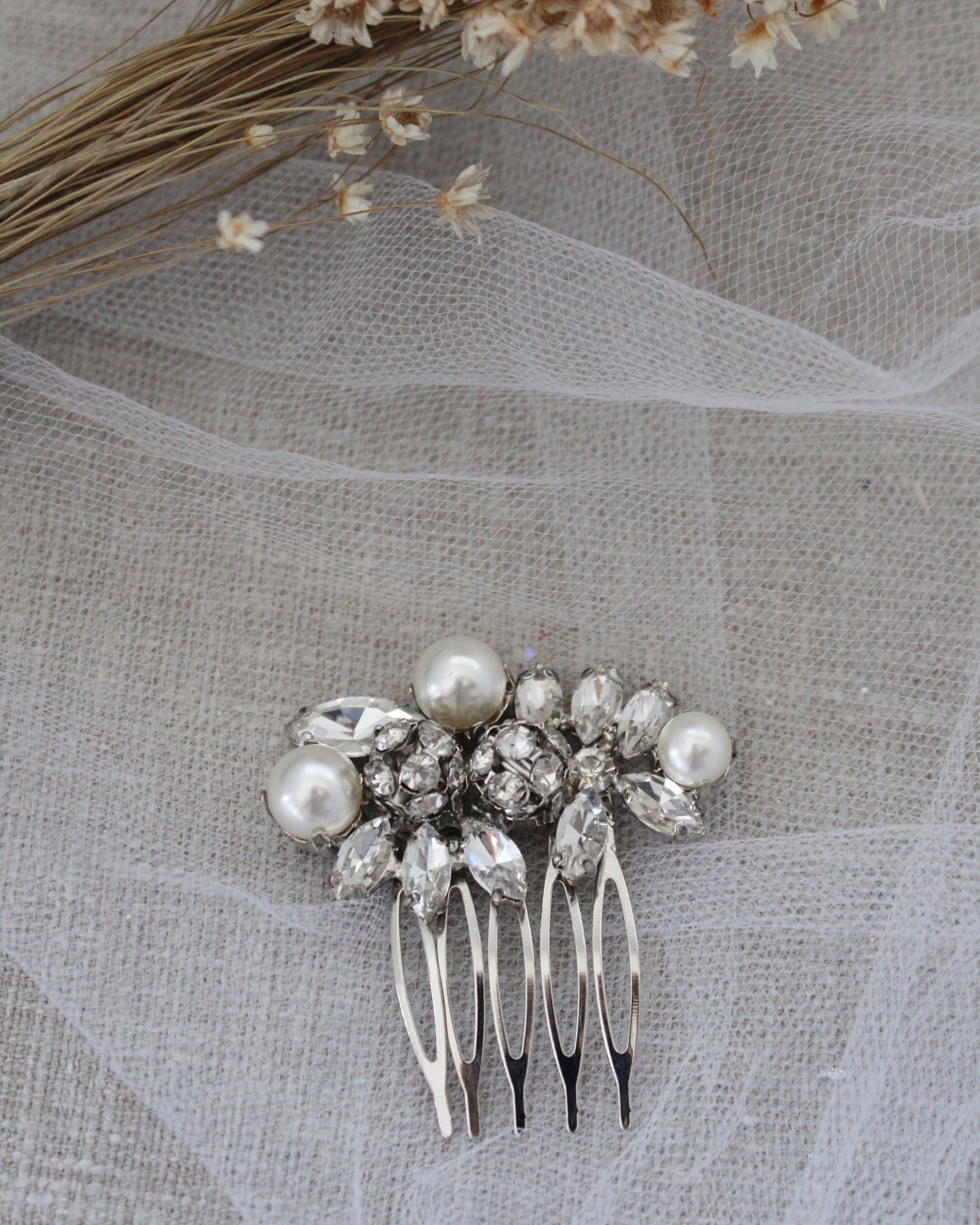 PEARL Jeweled Bridal Comb Wedding Hair Comb Rhinestone - Etsy