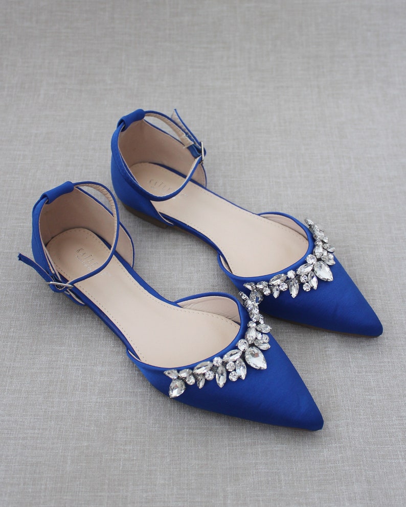 Royal Blue Pointy Toe Flats With Sparkly TEARDROP RHINESTONES - Etsy