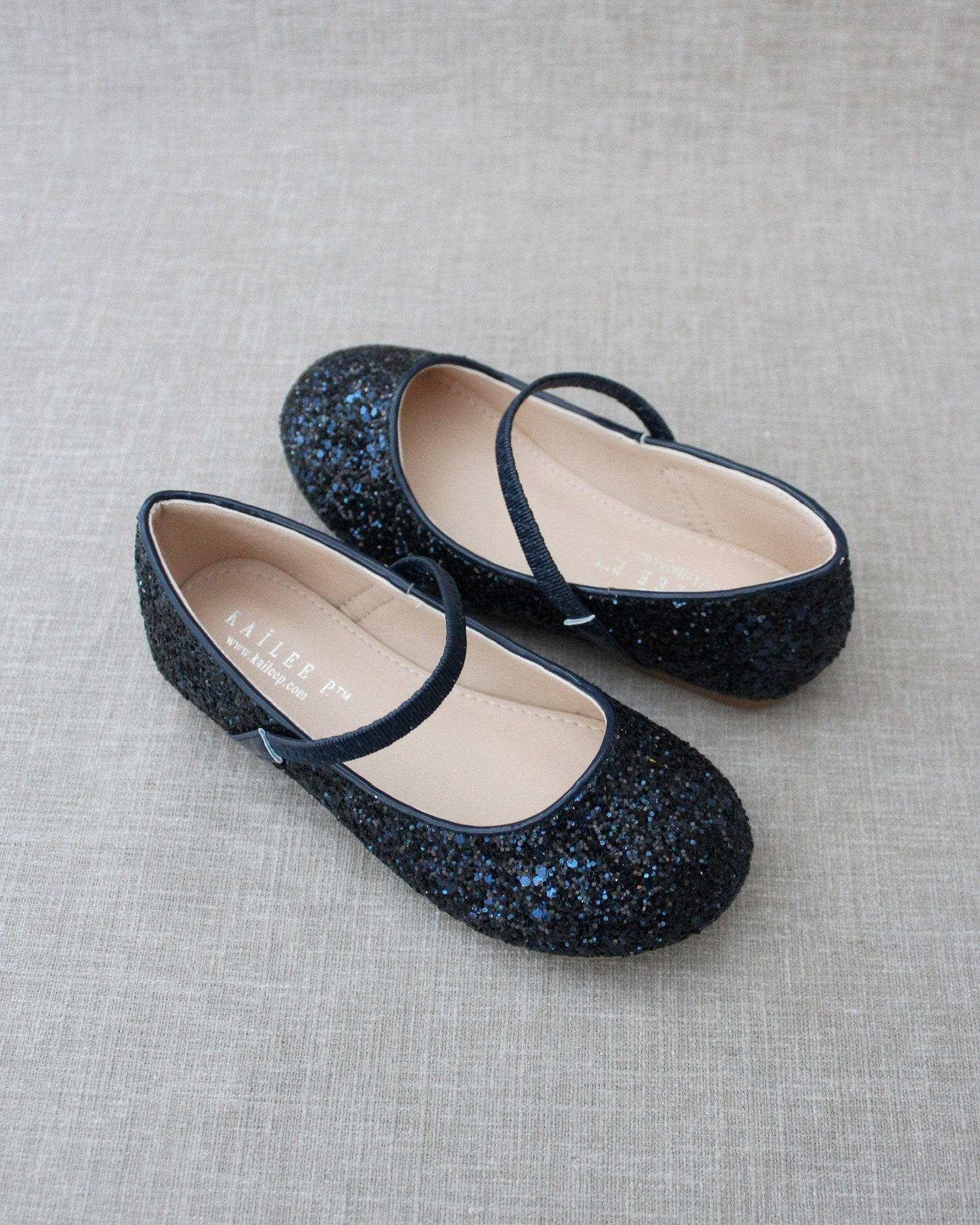 Navy Blue Rock Glitter Maryjane Flats for Flower Girls Shoes - Etsy