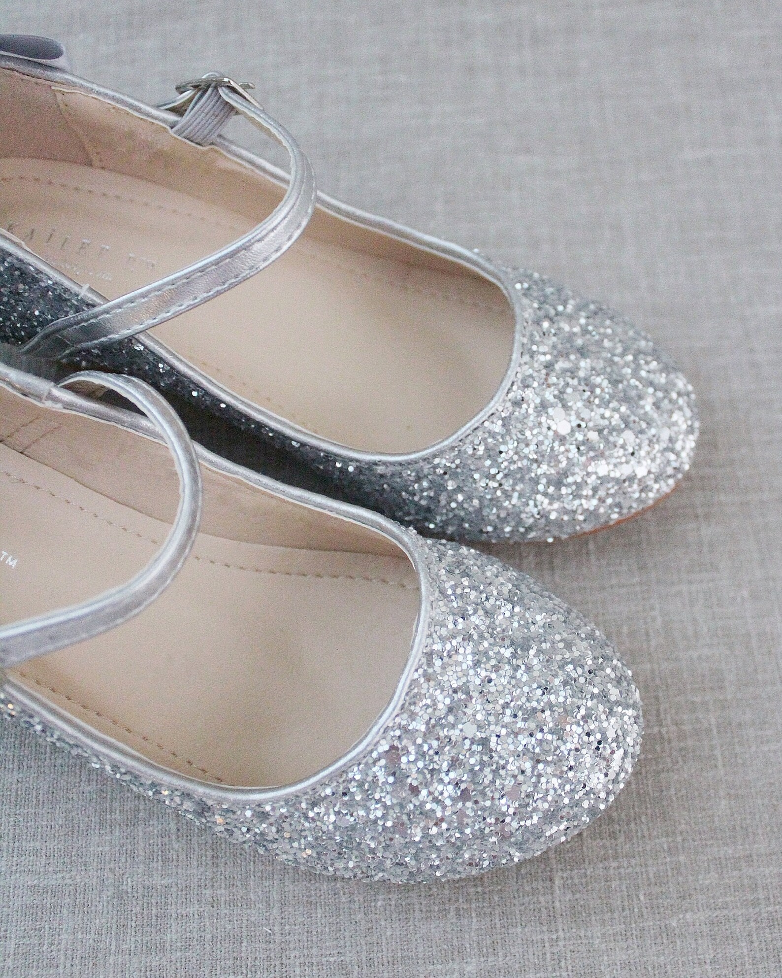 Girls Heels Shoes Silver Rock Glitter Mary-jane Heels With - Etsy