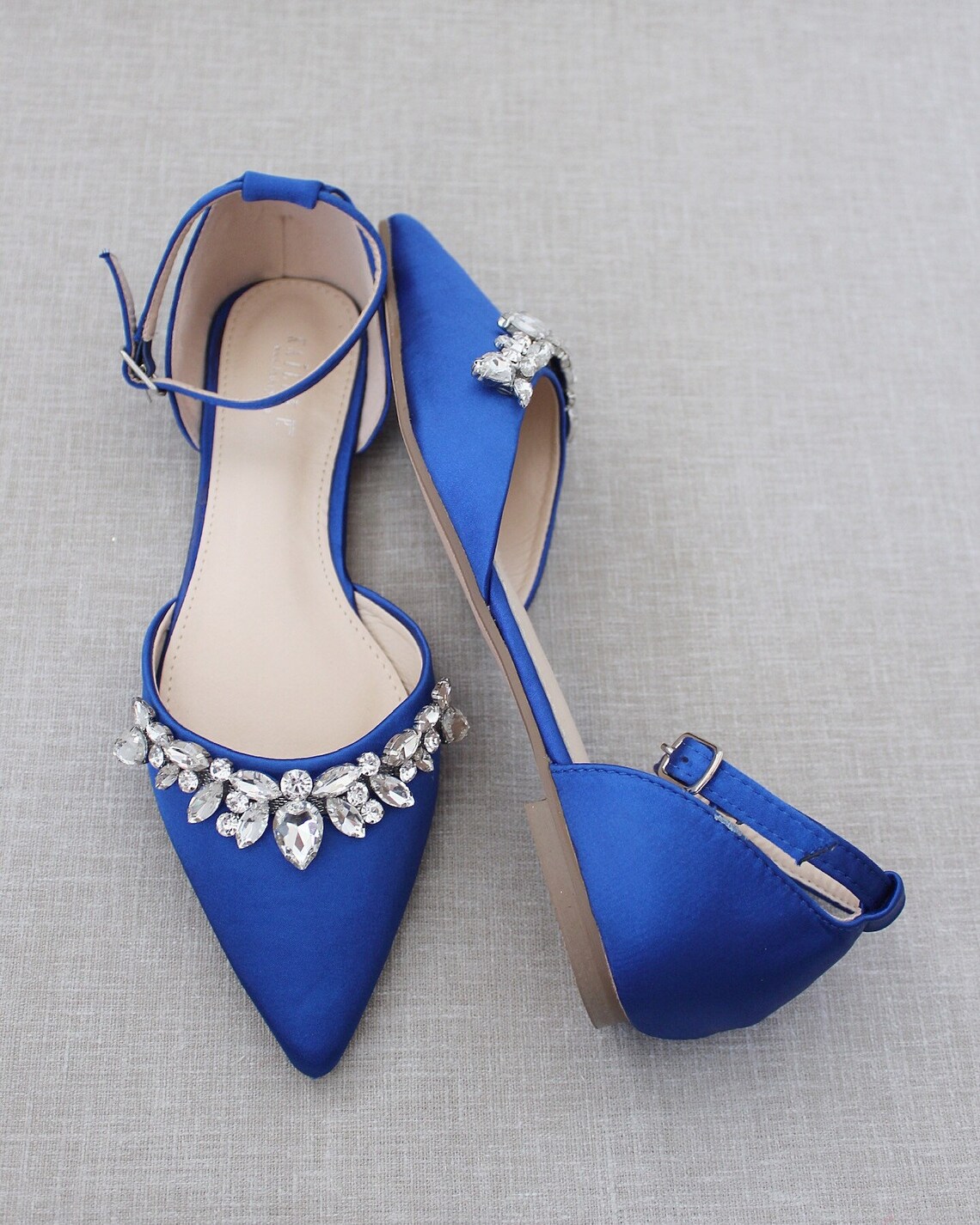 Royal Blue Pointy Toe Flats With Sparkly TEARDROP RHINESTONES - Etsy