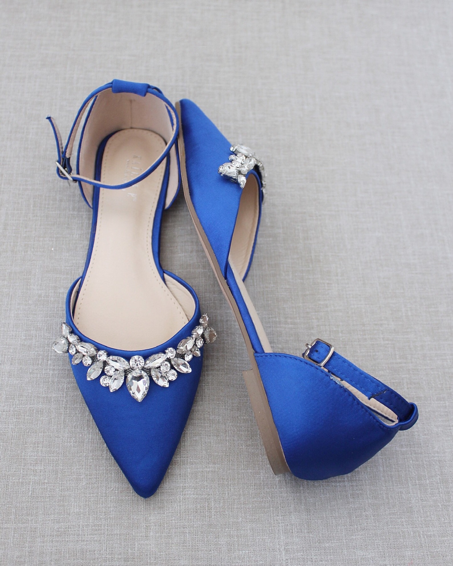 Royal Blue Pointy Toe Flats With Sparkly TEARDROP RHINESTONES - Etsy
