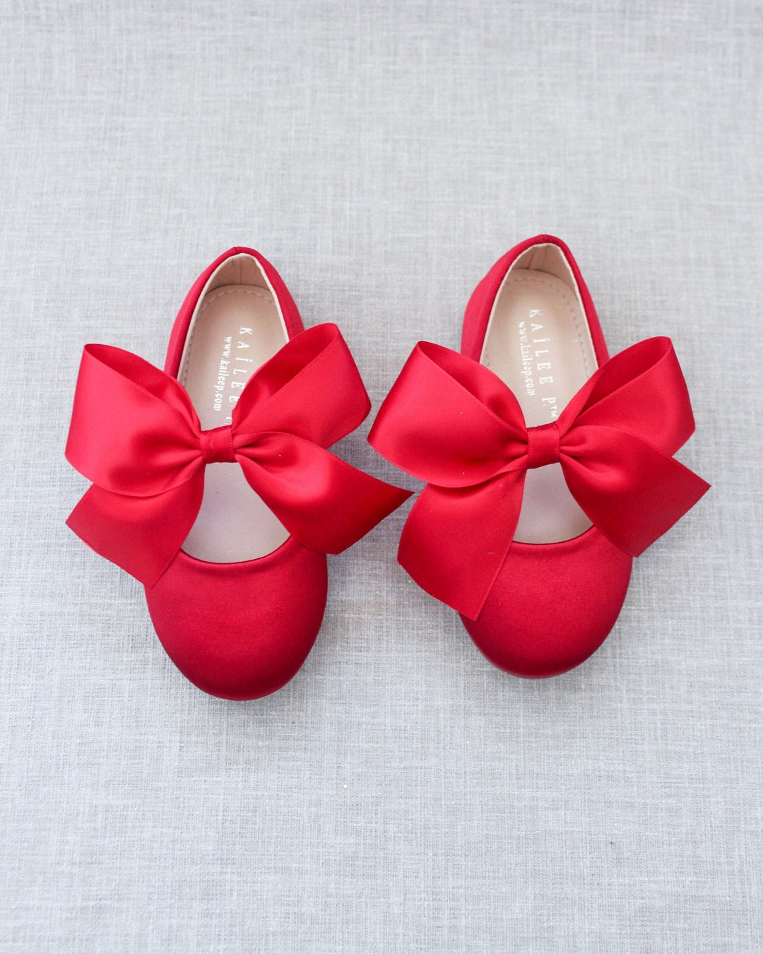 RED Satin Maryjane With RED SATIN Bow - Holiday Shoes, Flower Girls ...