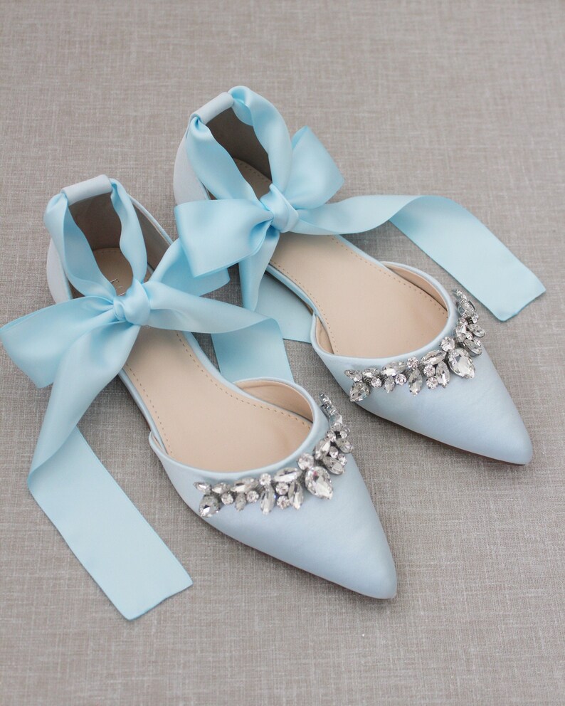 Light Blue Pointy Toe Flats With Sparkly TEARDROP RHINESTONES | Etsy