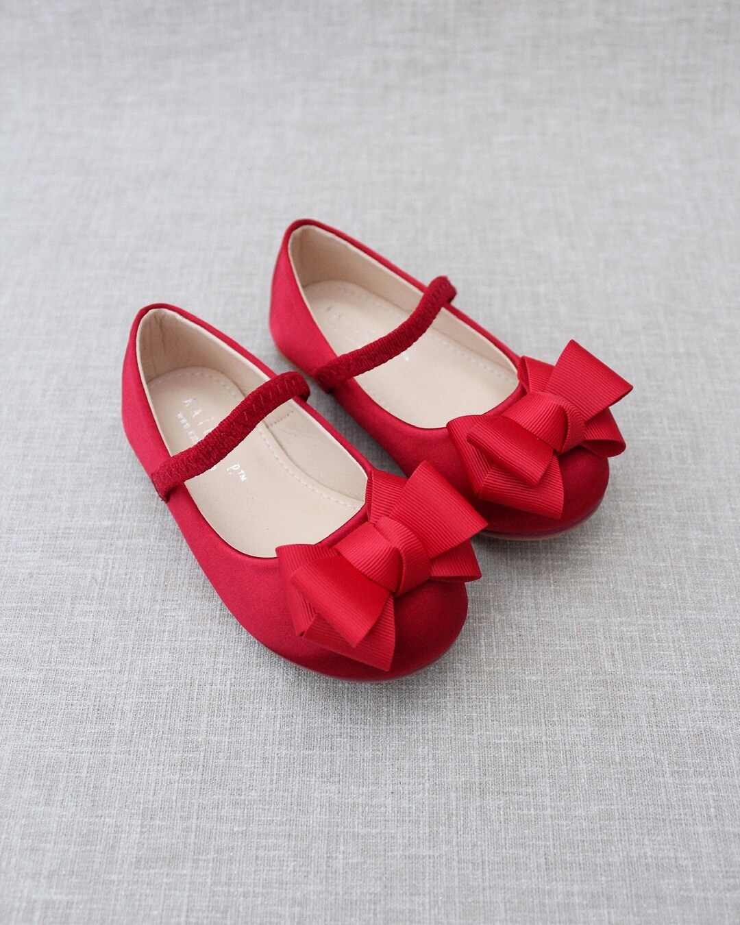 RED Satin Maryjane With GROSGRAIN BOW for Flower Girl Shoes, Valentines ...