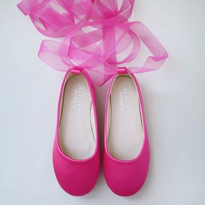 Fuchsia Satin Ballerina Lace up Flats - Fall Flower Girls Shoes ...