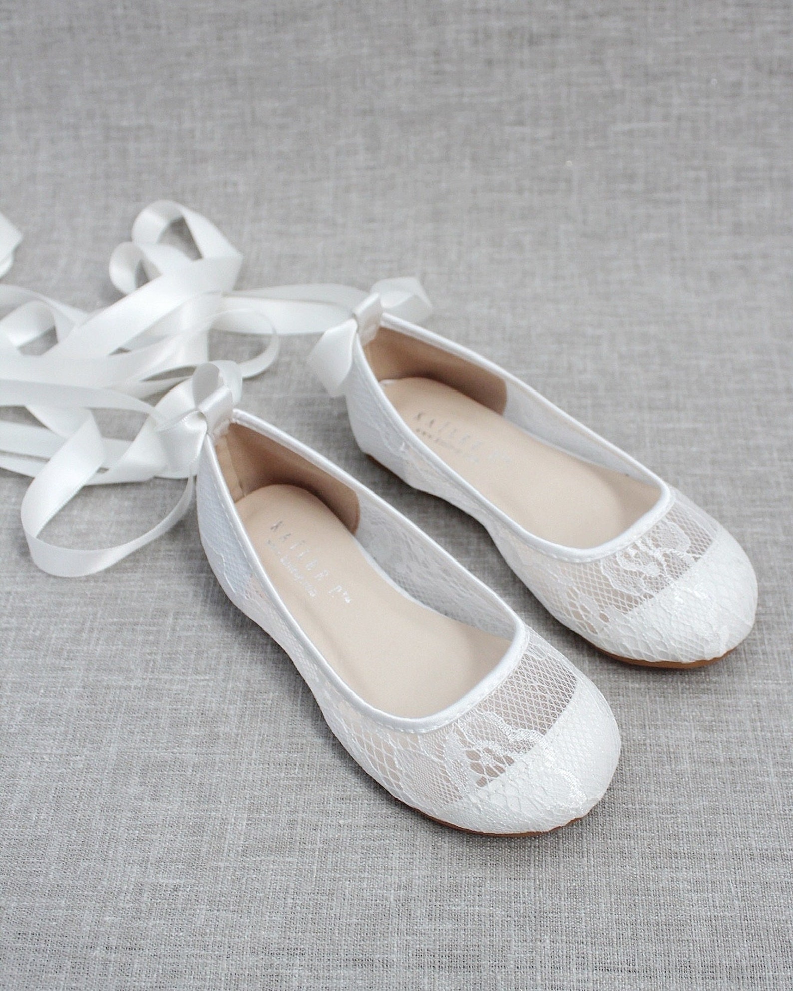 Girls White New Lace Ballerina Flats With Ballerina Lace up - Etsy