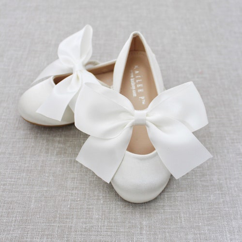 Ivory Flower Girls Shoes off White Bows Toddler Girl Shoes - Etsy